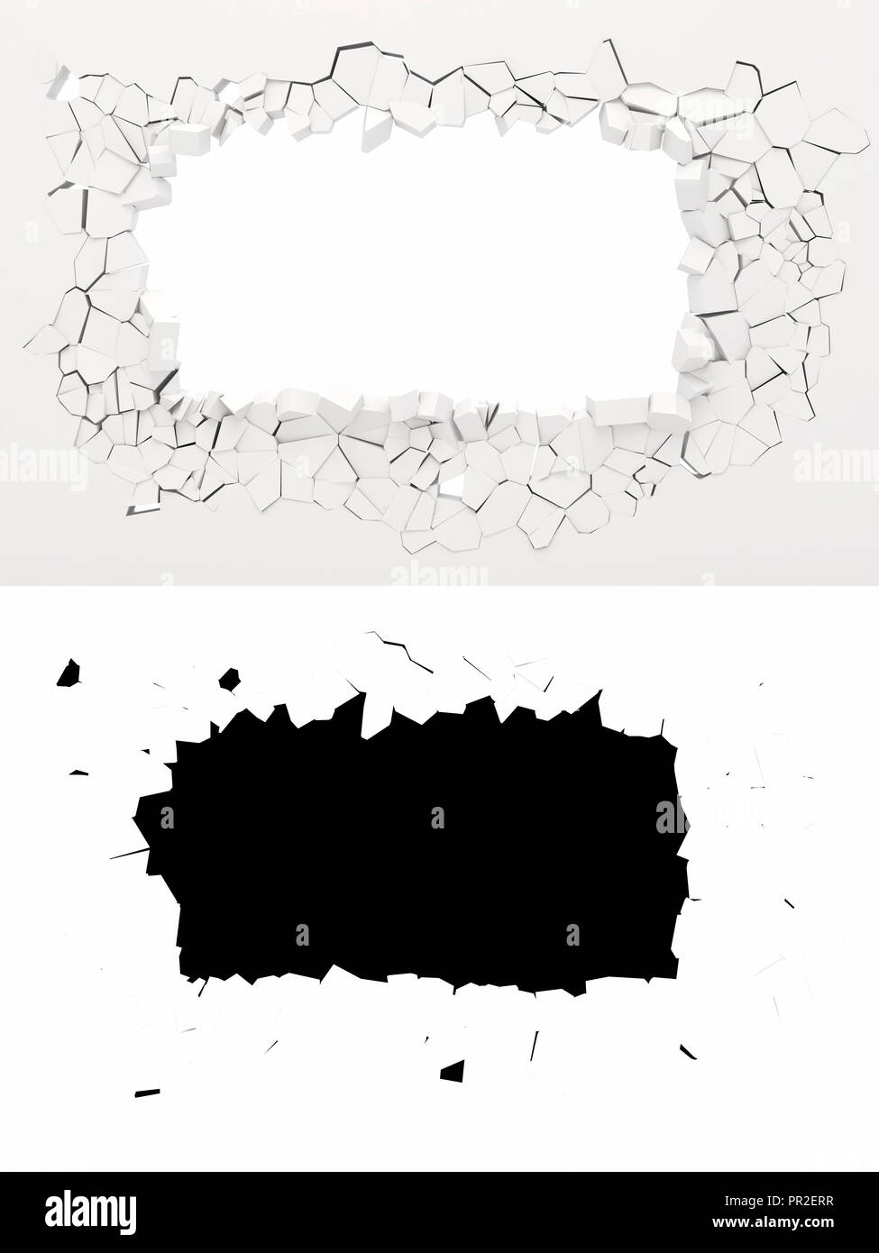 3d wall destruction Stock Photo - Alamy