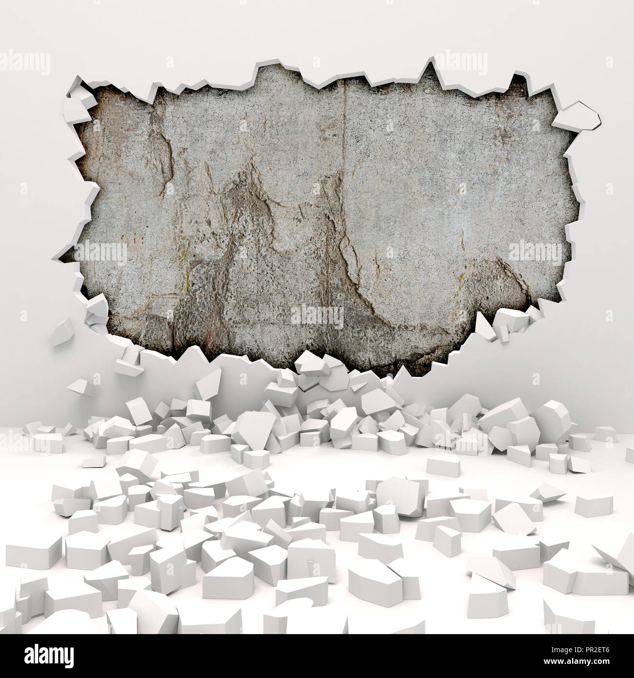 3d wall destruction Stock Photo - Alamy