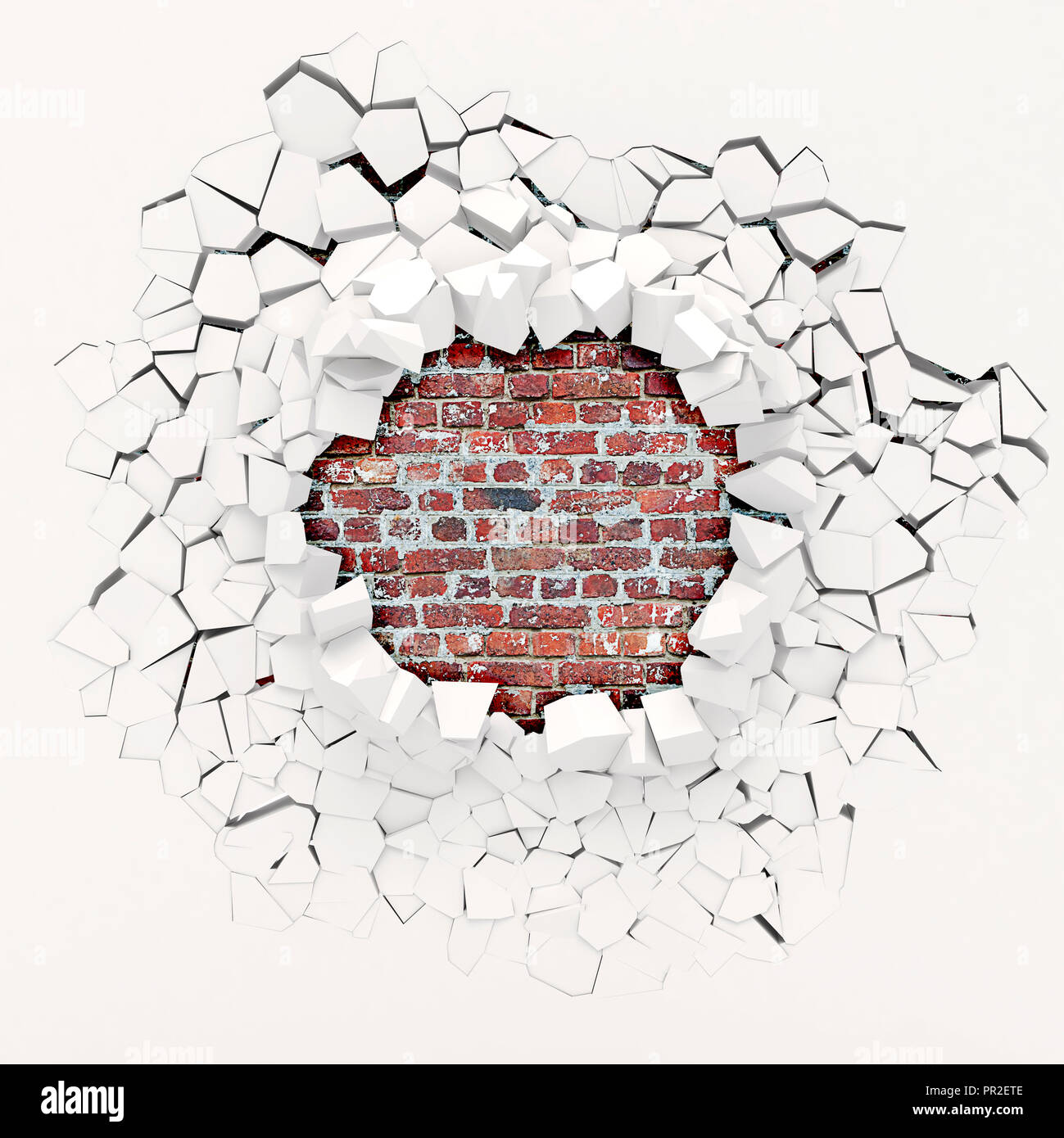 3d wall destruction Stock Photo - Alamy