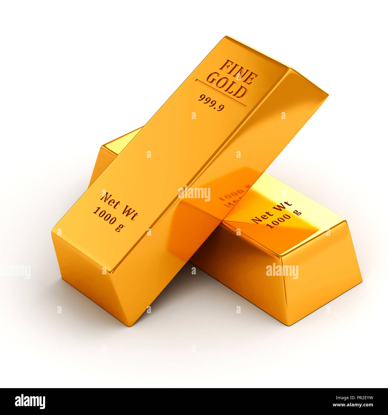 3d gold bars on white background Stock Photo - Alamy
