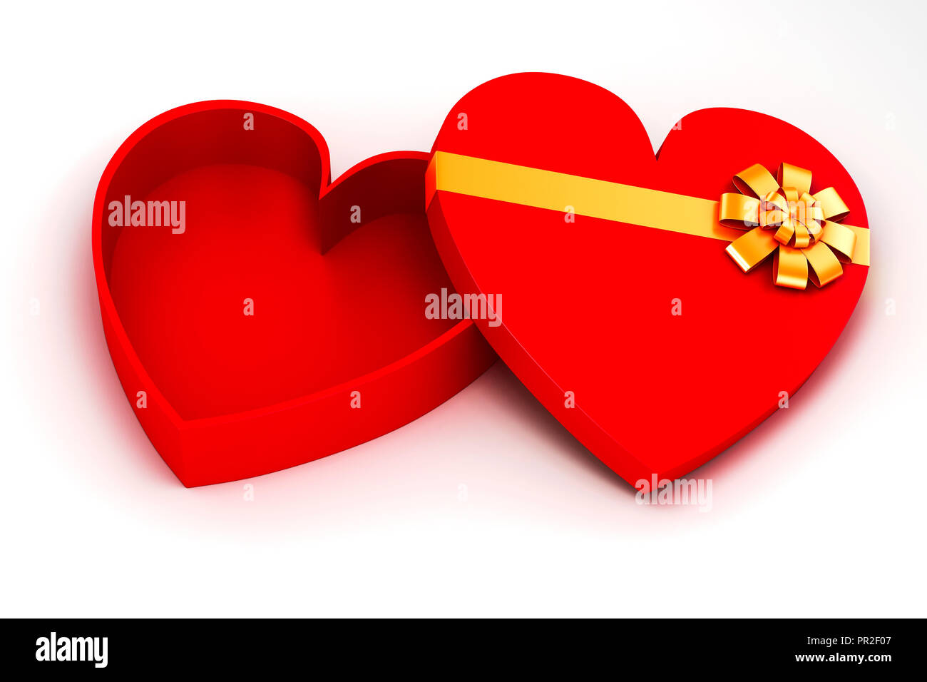 3d heart shape gift box on white background Stock Photo - Alamy