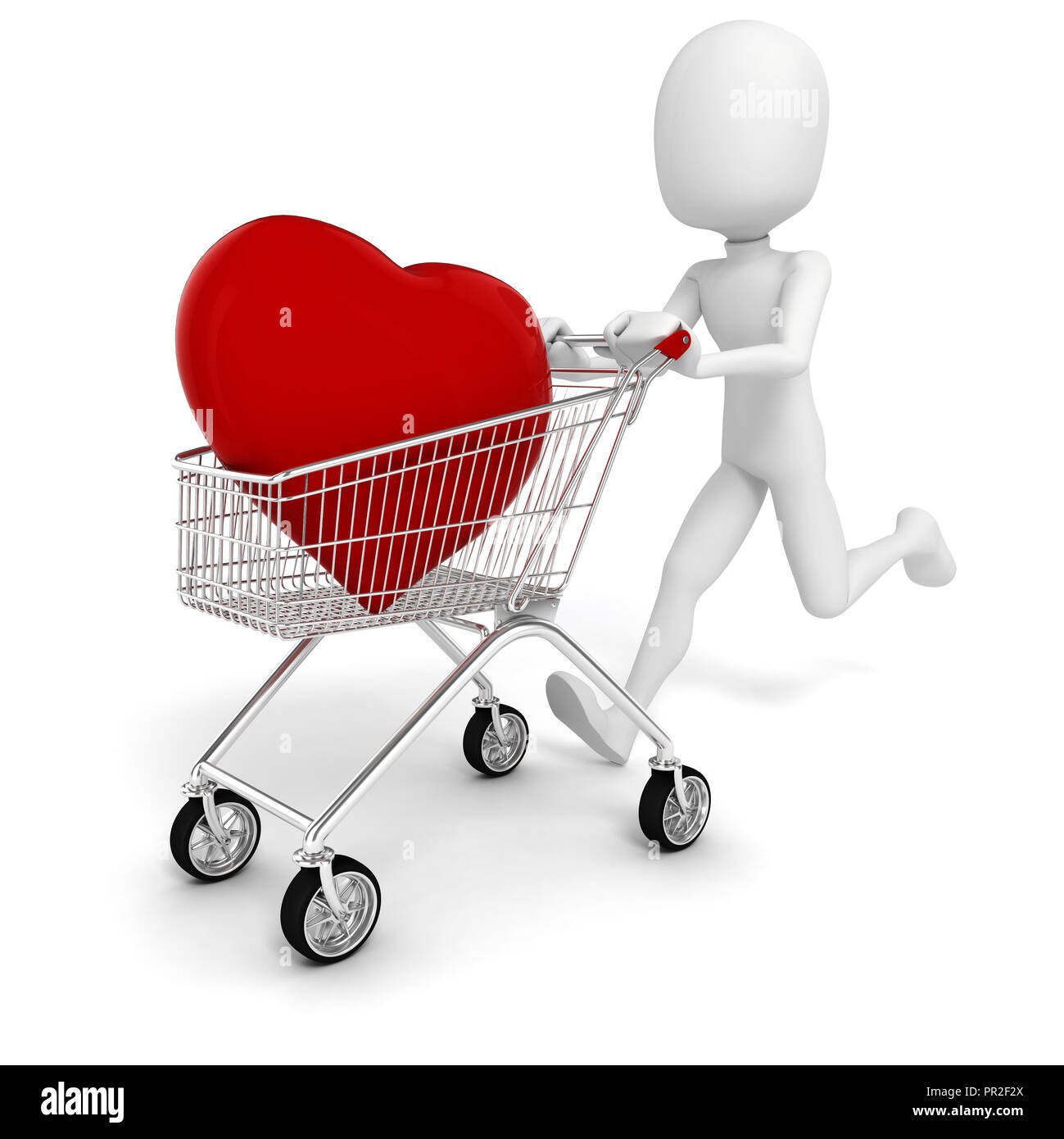 3d man with a big red heart in a shopping cart Stock Photo - Alamy
