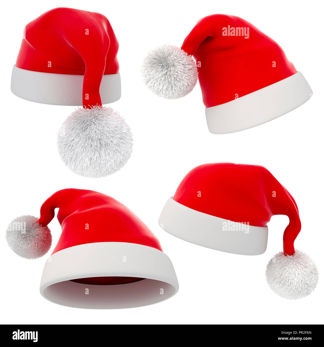 3d Santa claus red hat on white background Stock Photo - Alamy