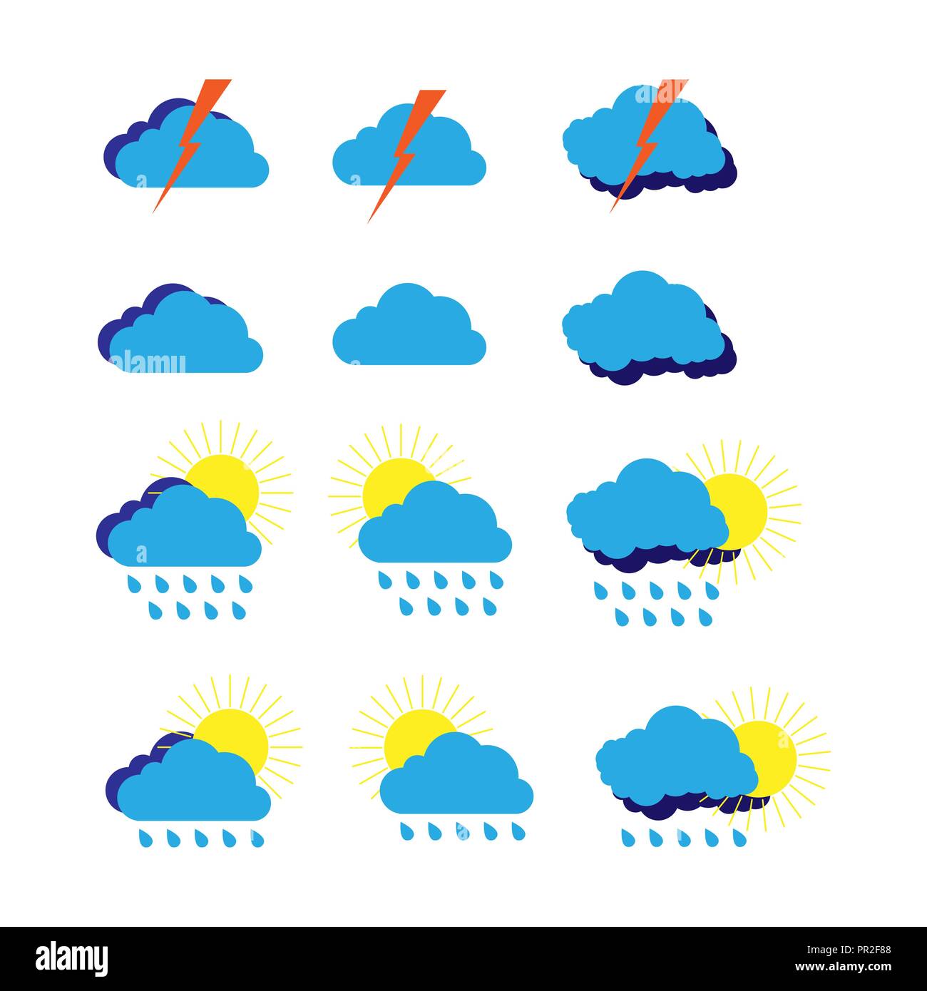 A set of symbols for weather conditions for sites and weather forecasts ...