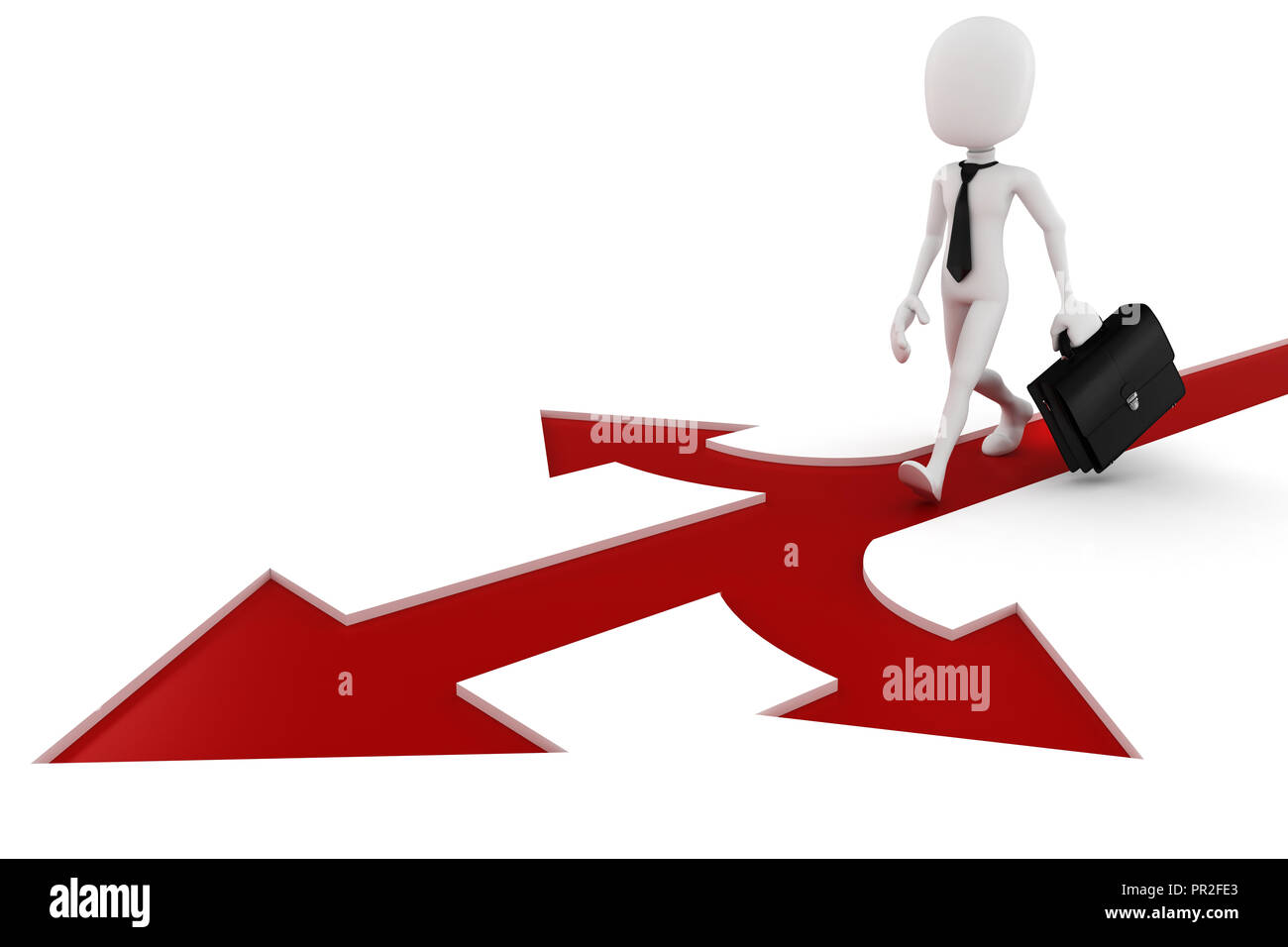 3d man businessman on red arrow showing three directions Stock Photo ...