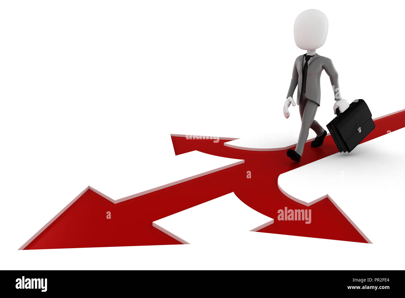 3d man businessman on red arrow showing three directions Stock Photo ...