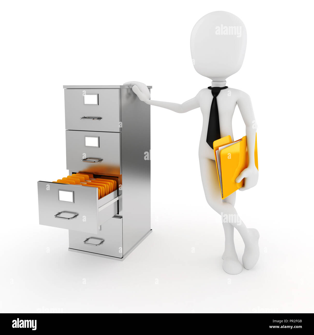 3d man business man and file cabinet Stock Photo - Alamy