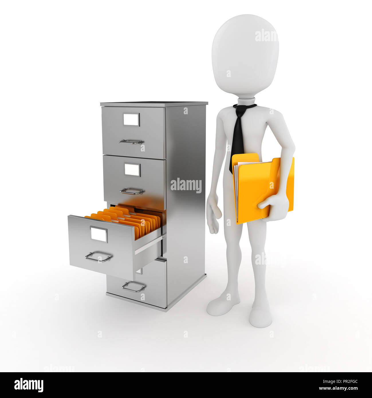 3d man business man and file cabinet Stock Photo - Alamy