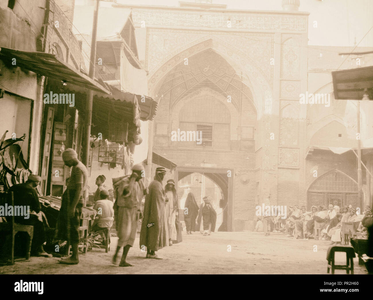 Kerbela. Photograph shows the entrance to the Great Mosque in Karbala ...