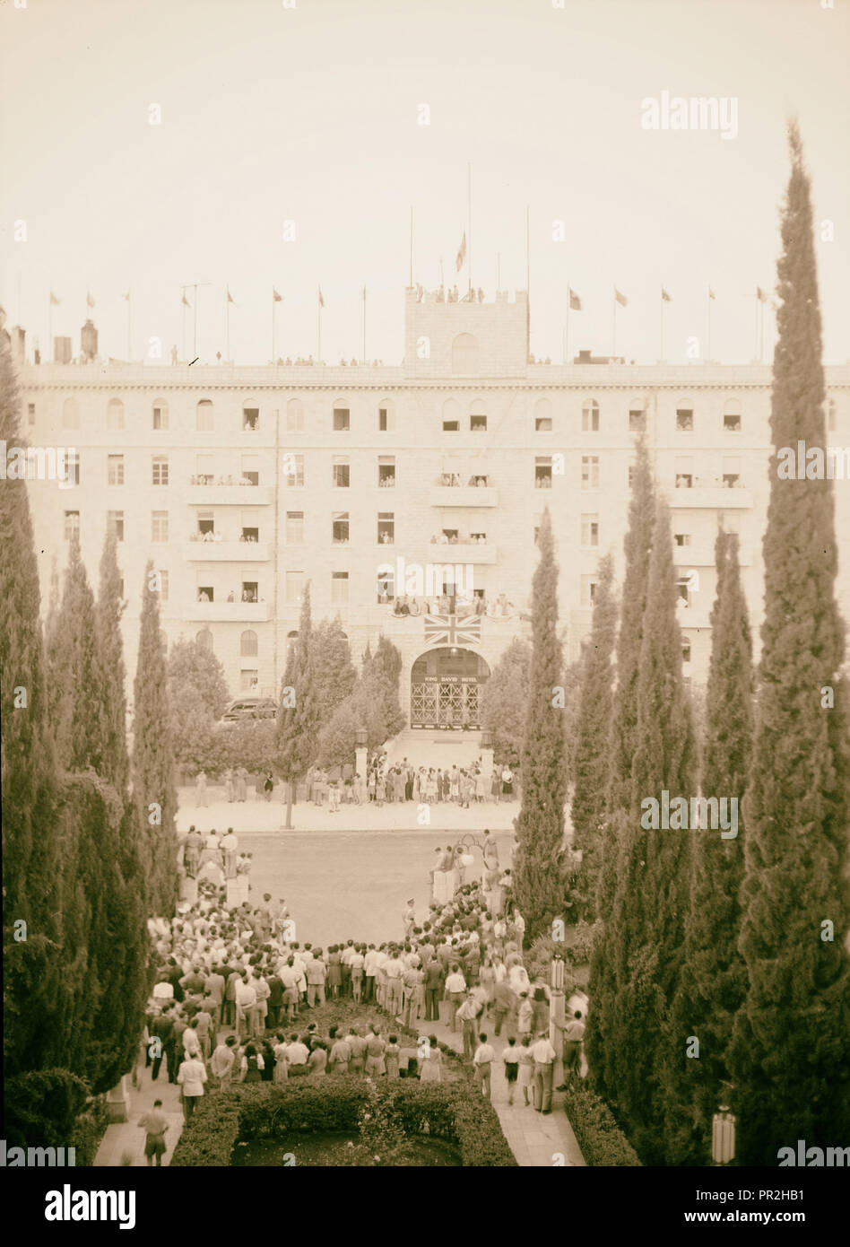 V.J. Day, sounding of the retreat in front of the King David Hotel, Aug ...