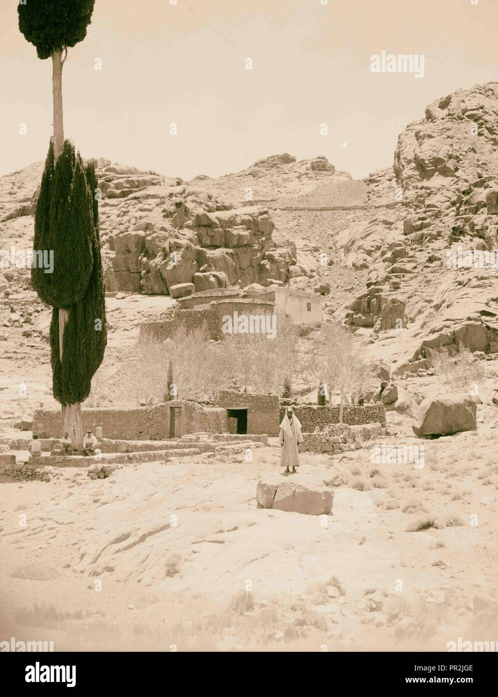 To Sinai by car. Gebel Mousa. Chapel of Elijah on slipe of Gebel Mousa ...