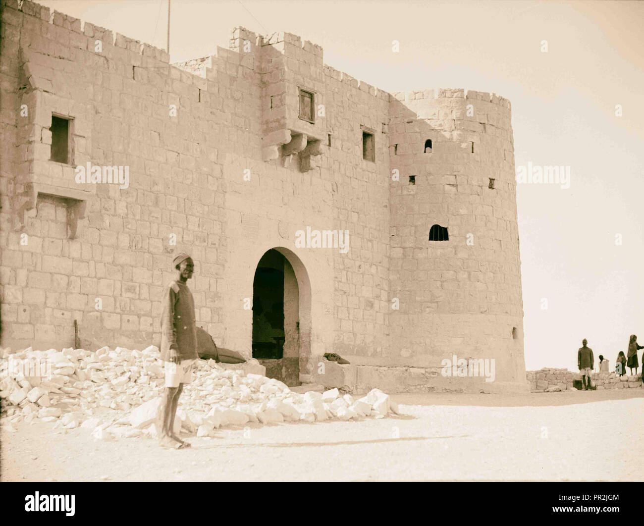 Nekhel. Ancient pilgrim fortress showing main entrance and corner tower ...