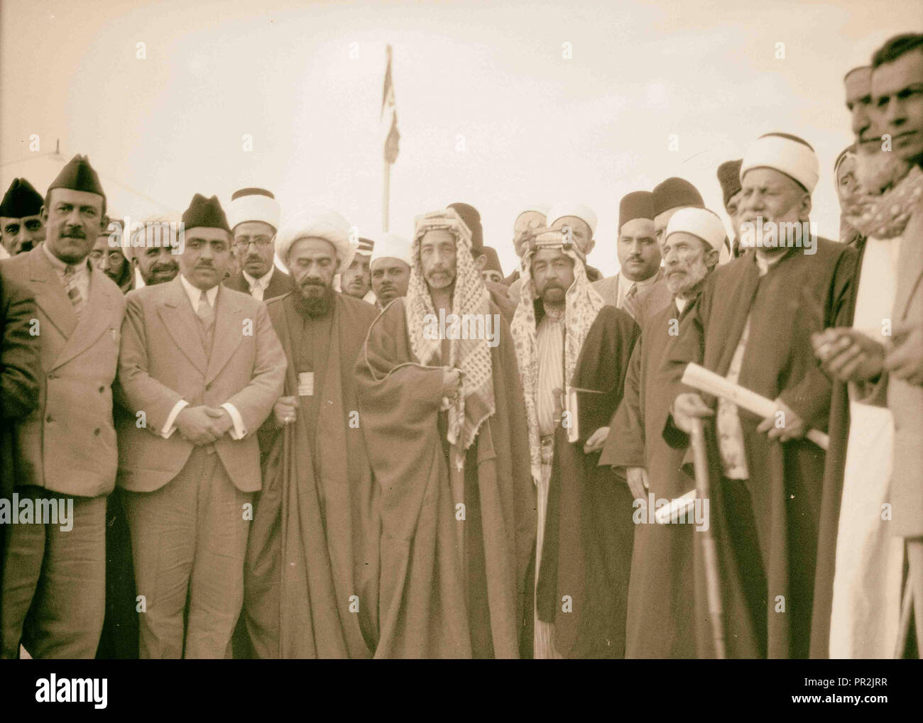 Pan-Islamic conference gathers at Shunet Nimrin, Transjordan. King Ali ...