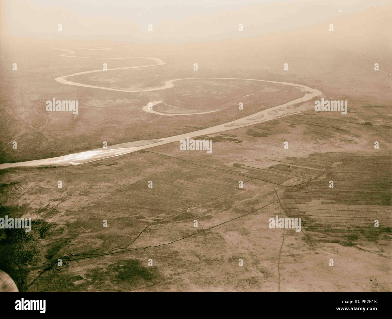 Air route to Baghdad via Amman and the desert. Euphrates River. A ...