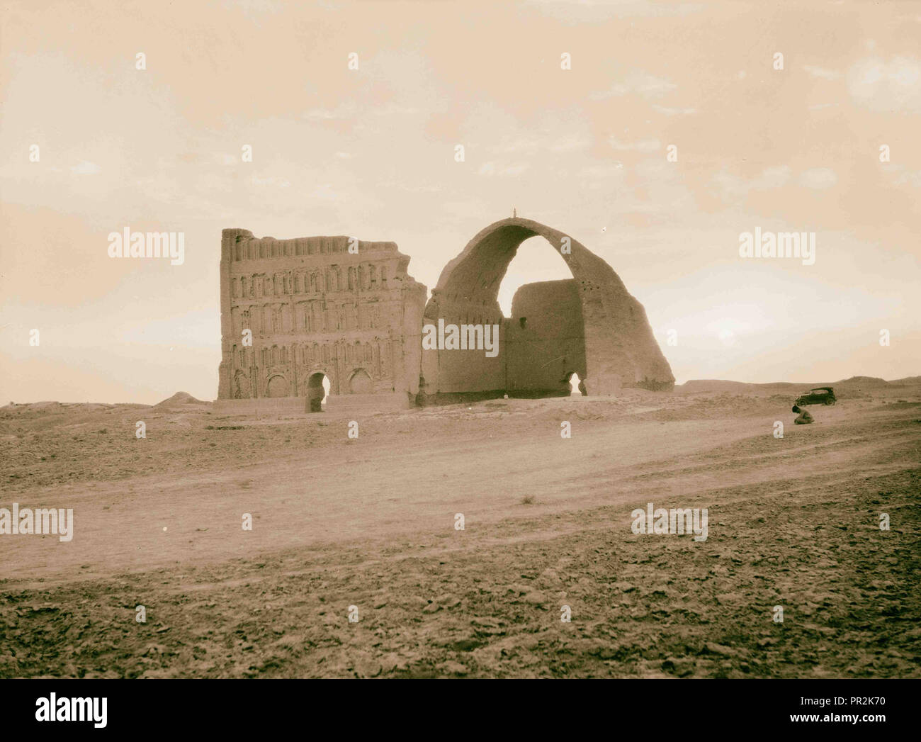 Iraq. Arch of Ctesiphon. 'The wonder arch of the east.' Sunset effect ...