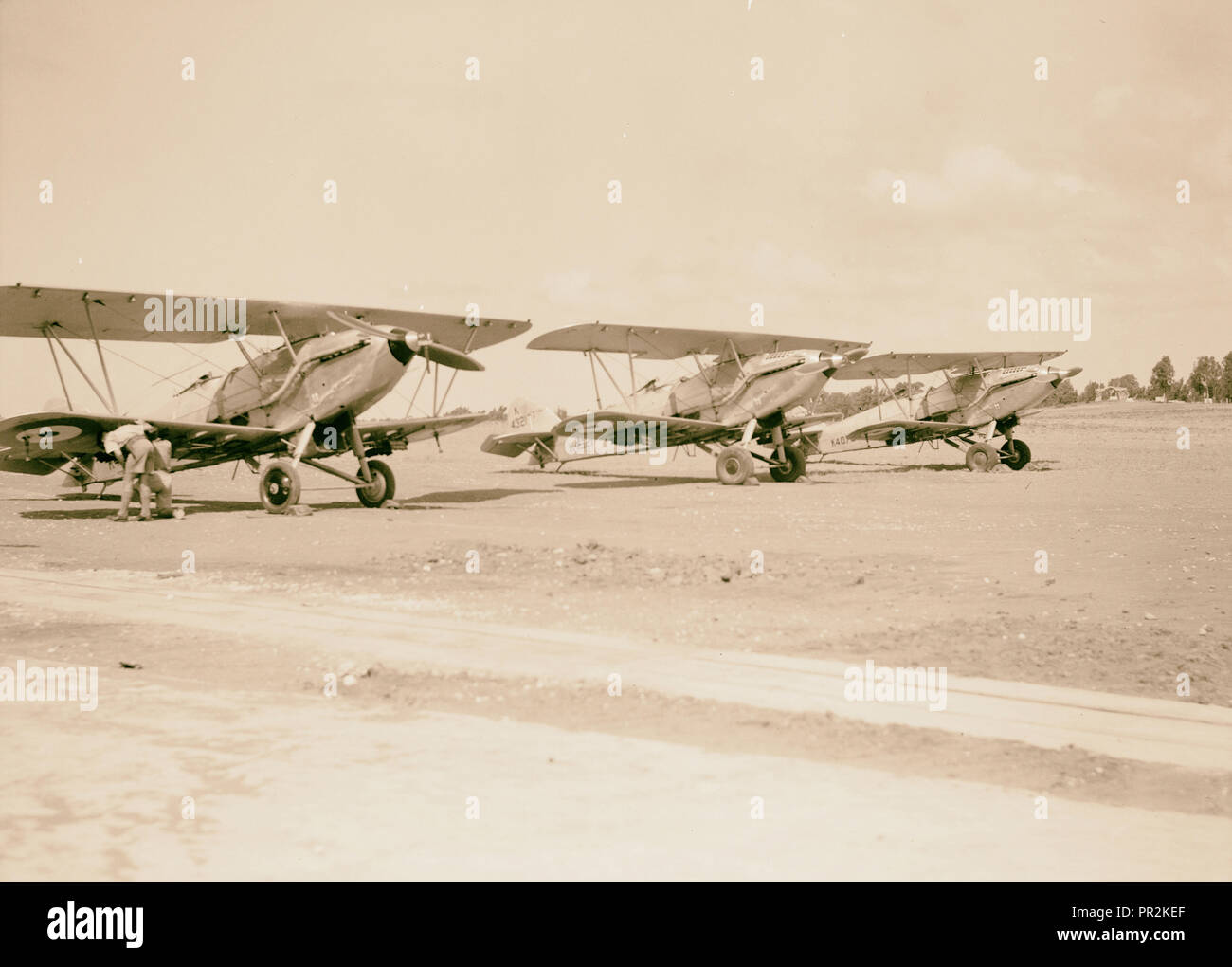R.A.F. activities. Stand by planes on Ramleh Aerodrome. 1934, Israel ...