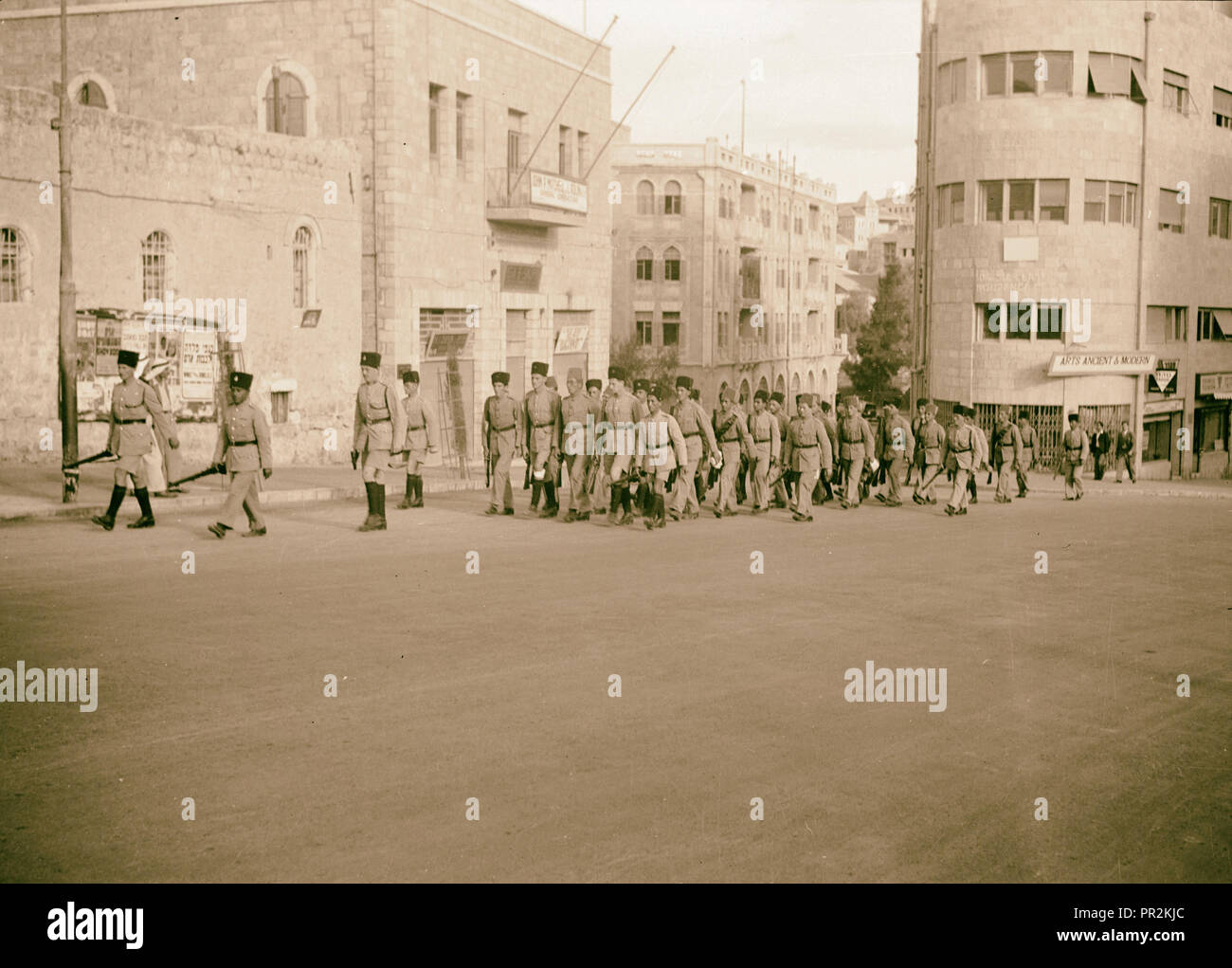 Jewish Supernumerary Police, line of about 50 men marching on Julian ...