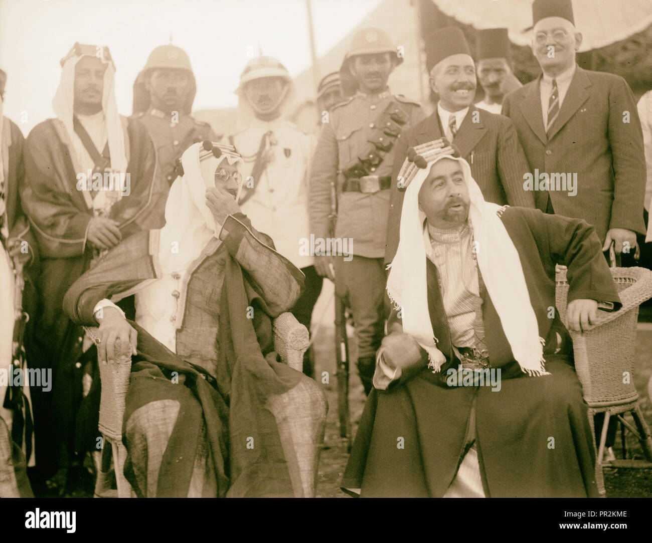 Emir Saud's visit to Emir Abdullah in Amman. Group in front of ...
