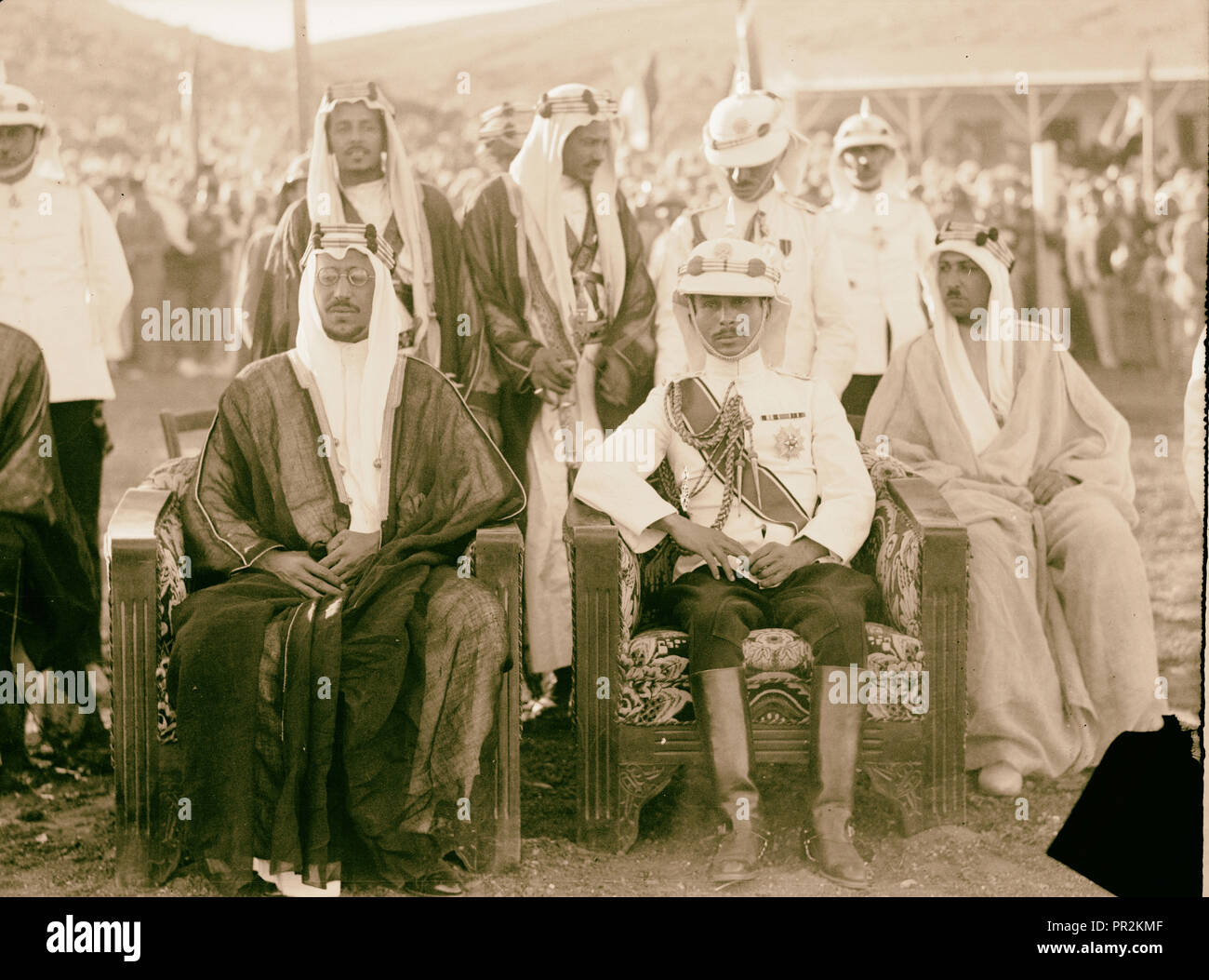 Emir Saud's visit to Emir Abdullah in Amman. Emir Saud & Talal (Emir ...