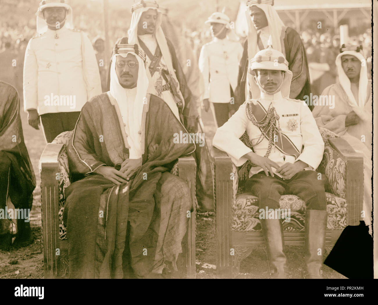 Emir Saud's visit to Emir Abdullah in Amman. Emir Saud & Talal (Emir ...