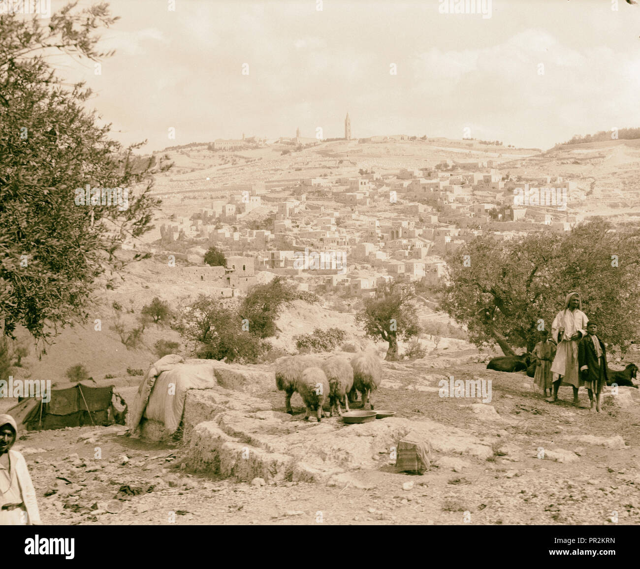 Siloam & Olivet from valley of Hinnom. 1934, Jerusalem, Israel Stock ...