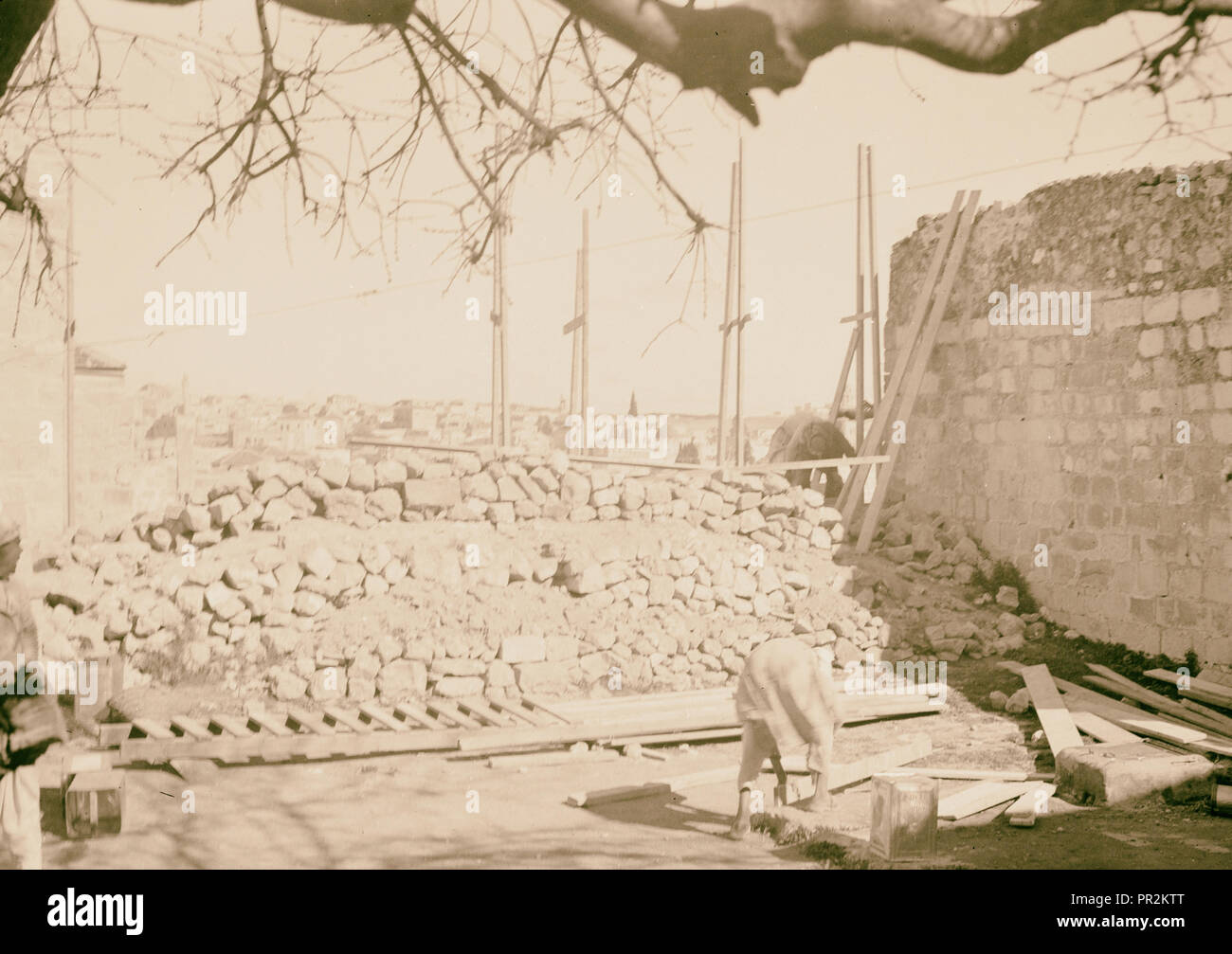 Walling up of one of the main streets in Old City between Jewish & Arab ...