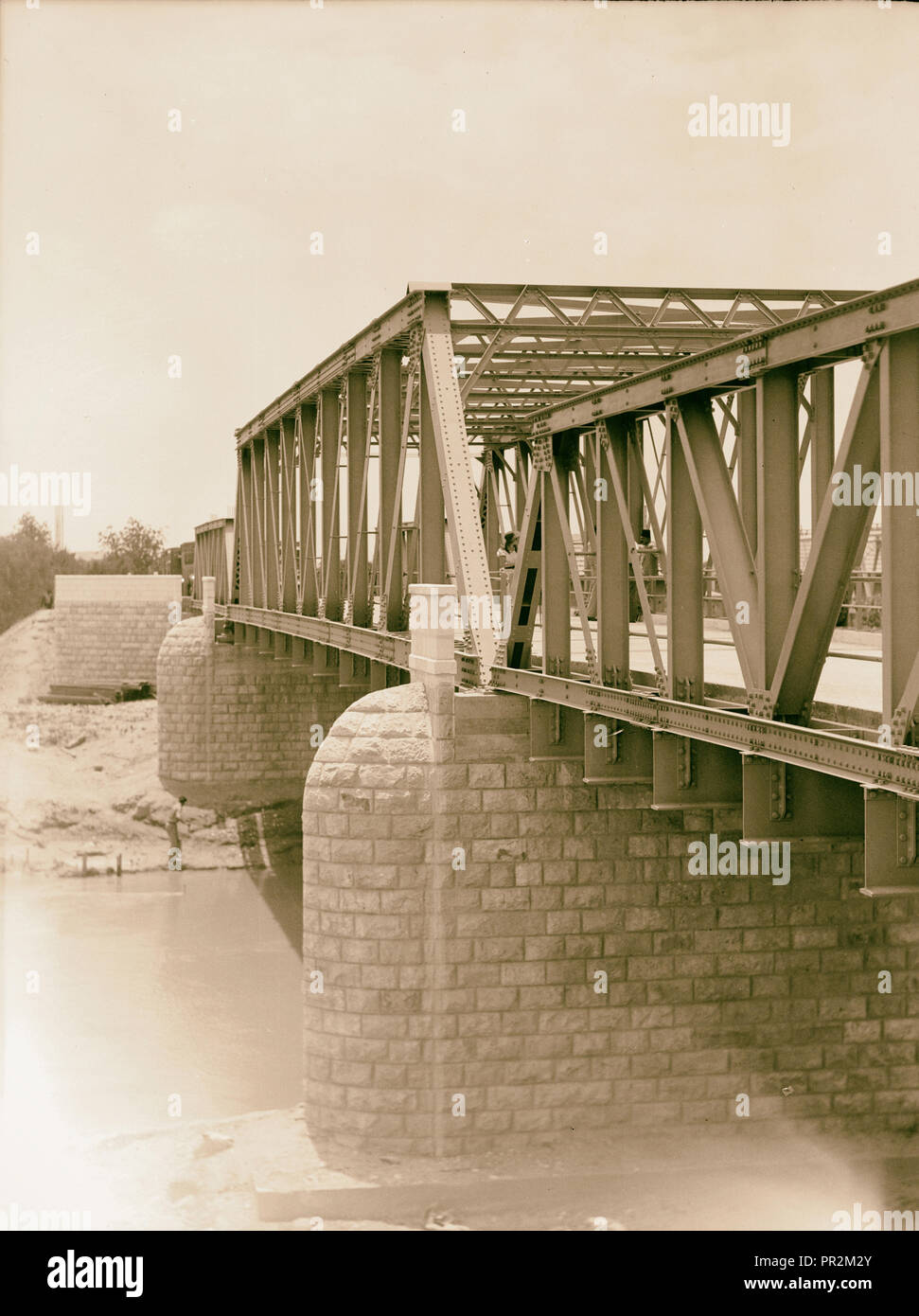 New Allenby Bridge over Jordan, showing old bridge also. 1934, Jordan ...