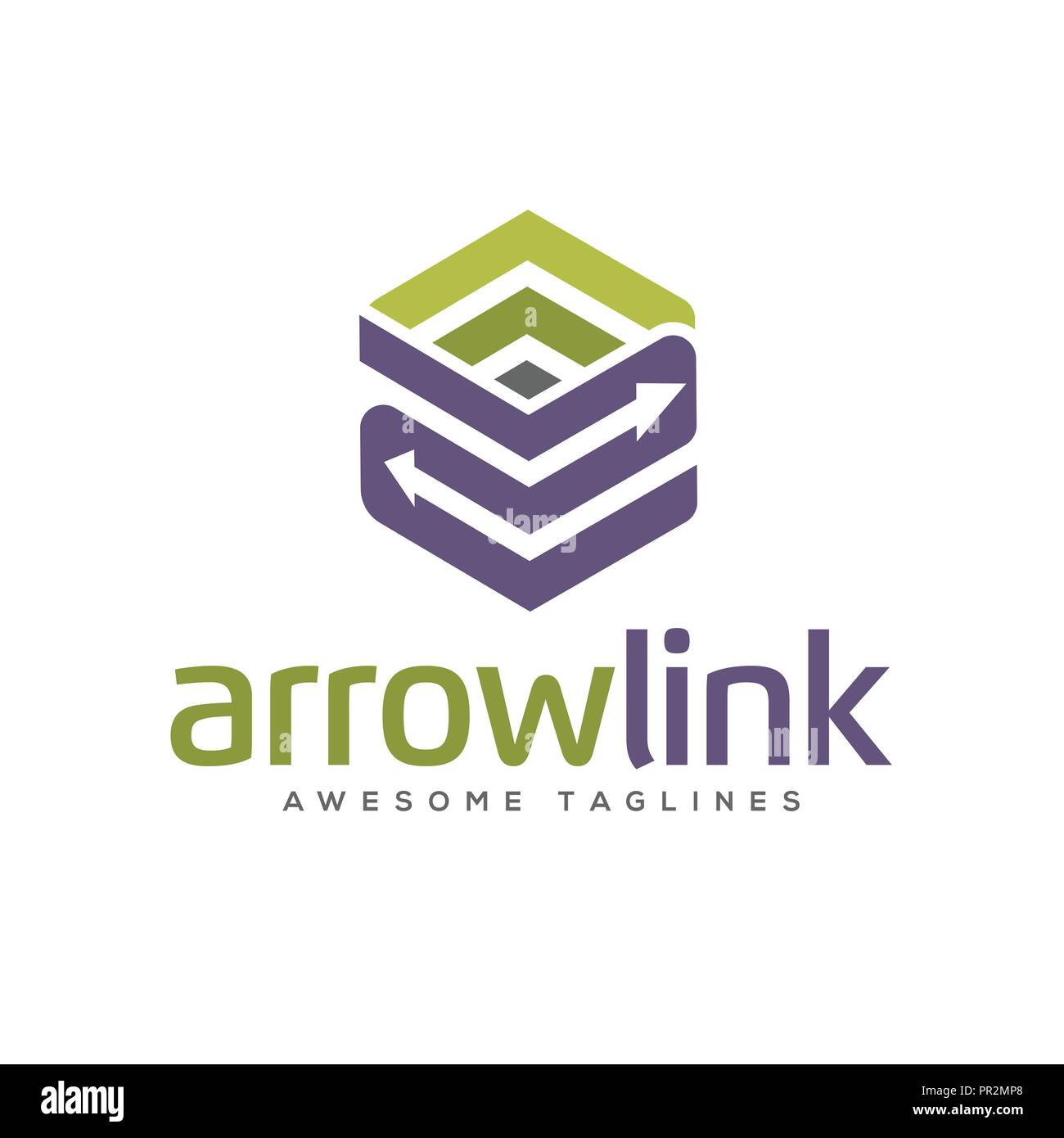 Arrows link box logo, 3d arrow link business logo concept illustration ...