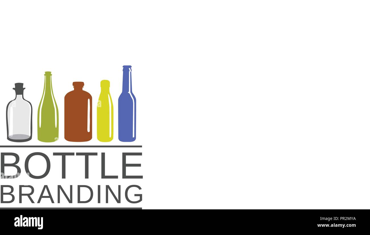 bottle color art and drink cafe logo, Bottle vector object for labels ...