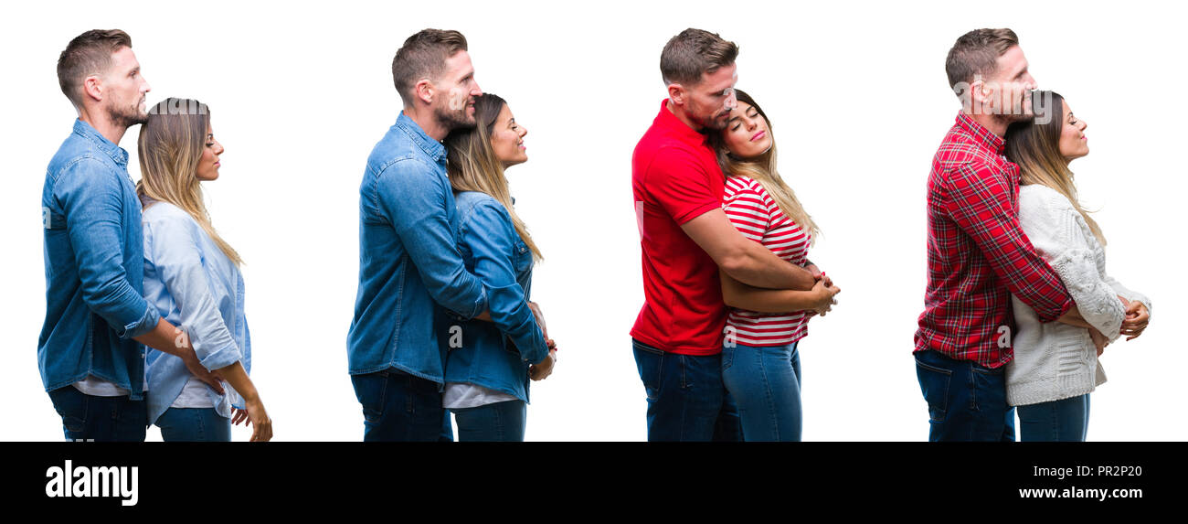 Side view couple silhouette together hi-res stock photography and ...