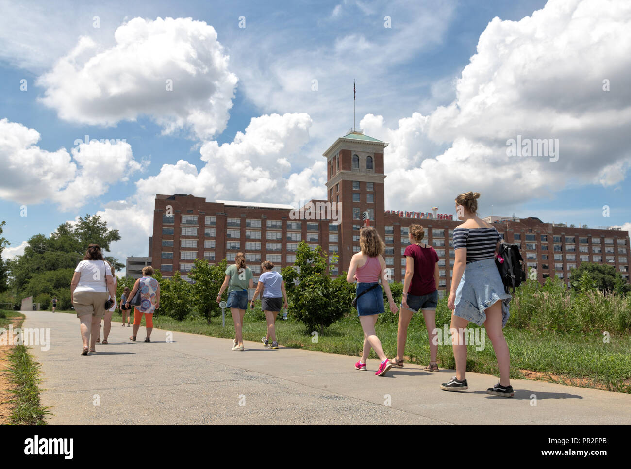Unidentifiable group of people walking on the Atlanta Beltline on a ...