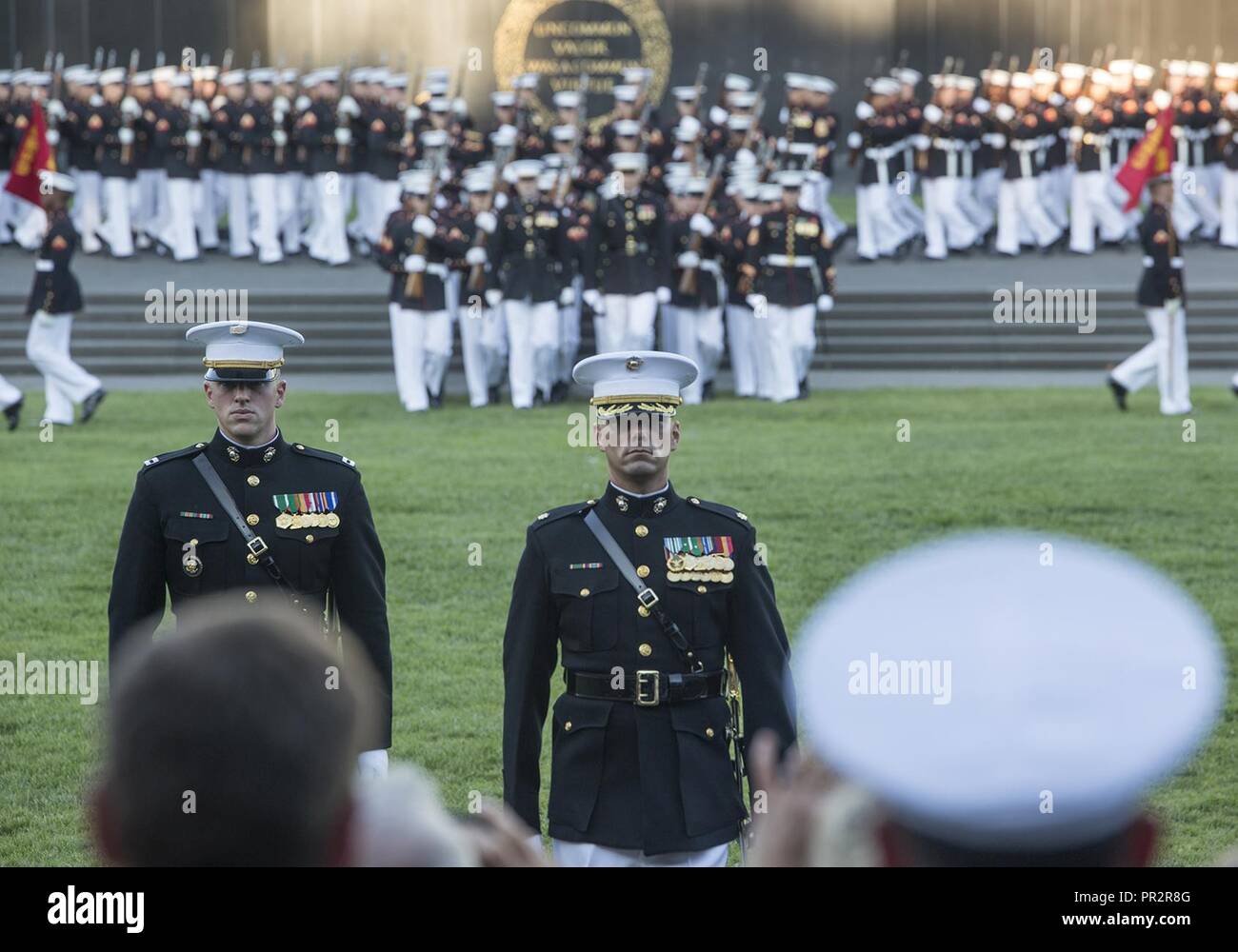 Marines of the parade staff, Marine Barracks Washington D.C., march ...