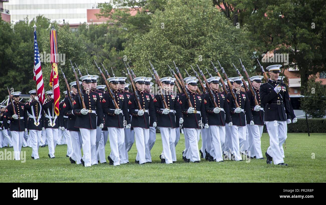 Marines with Marine Barracks Washington D.C., march across the parade ...