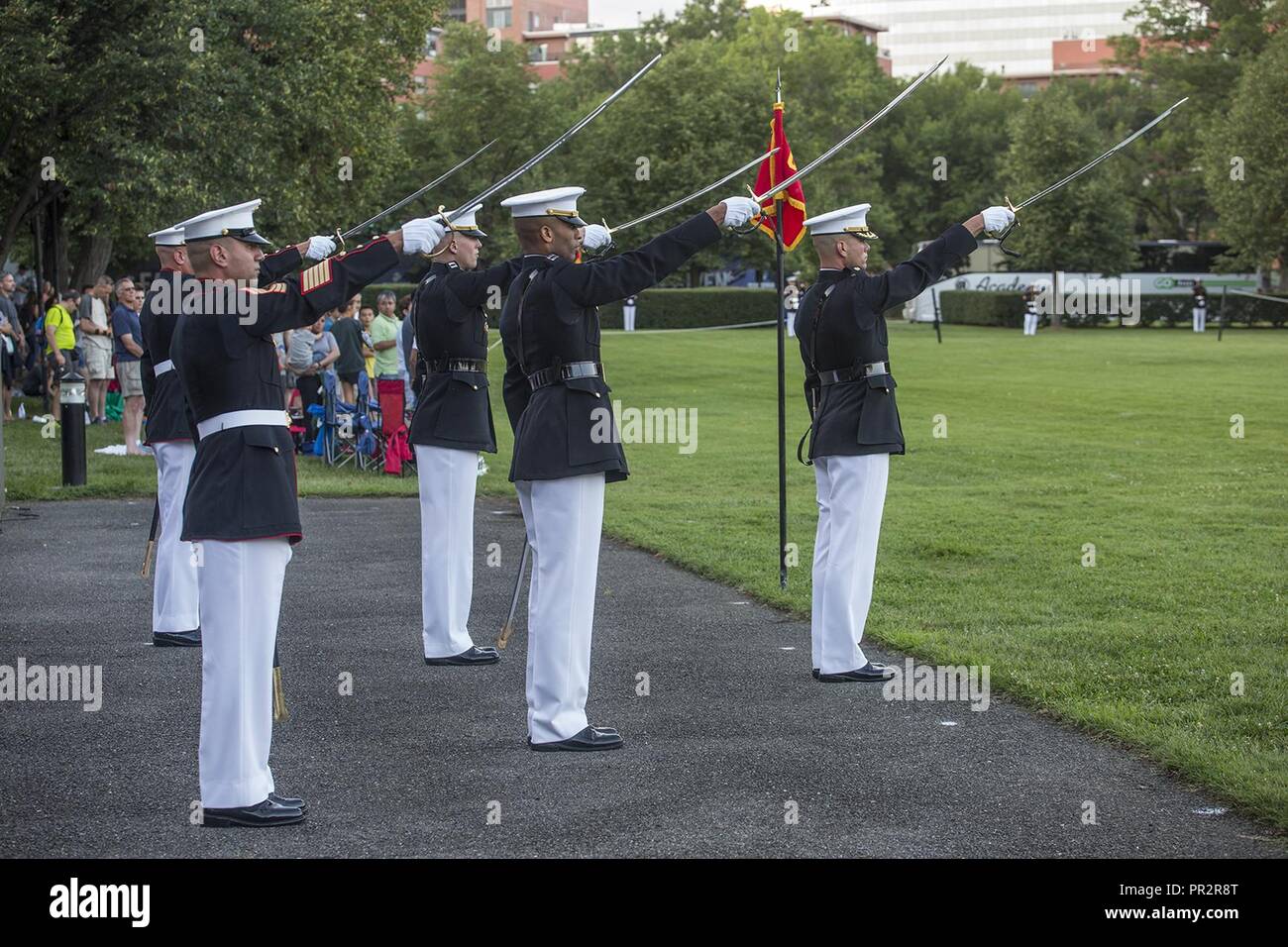 Marines of the parade staff, Marine Barracks Washington D.C., execute ...