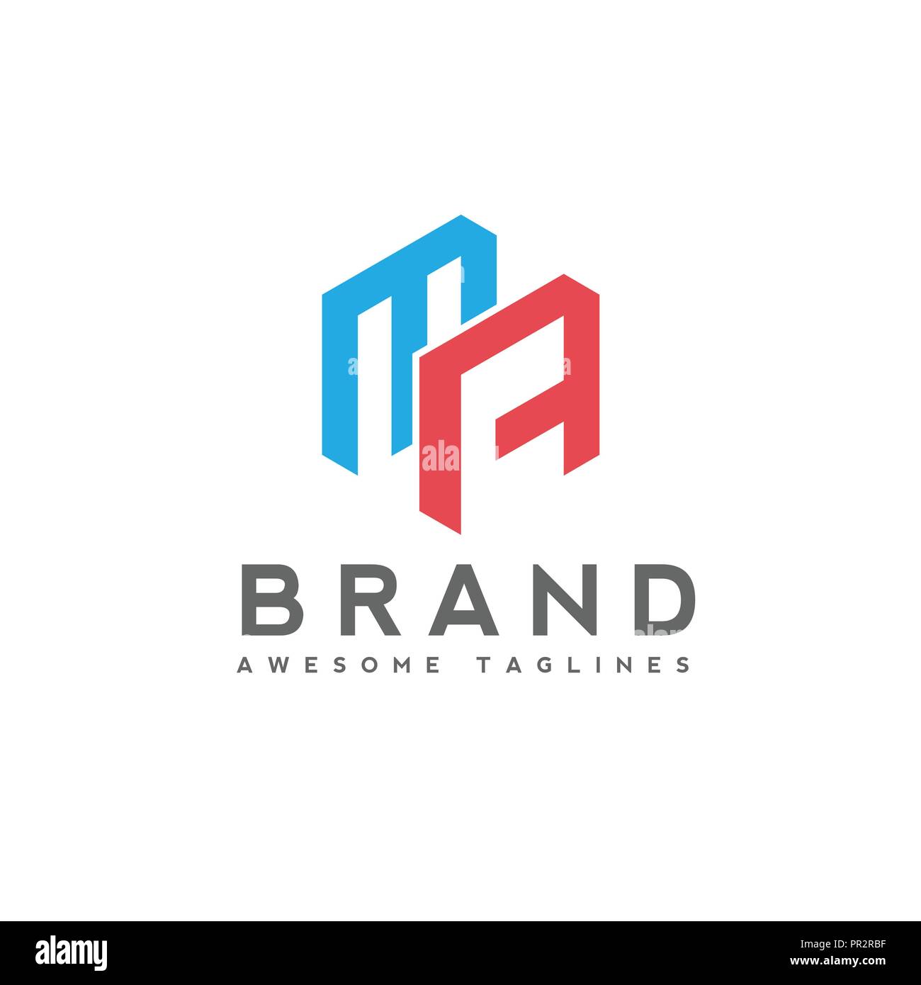 Letter MA logo isometric geometric color shape, lines initial, MA ...