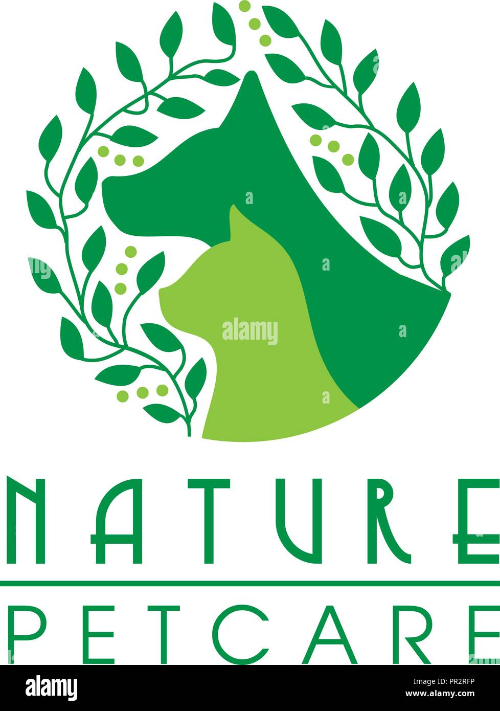natural pet care logo, Pet and eco symbol logo, leaf dog and cat logo ...