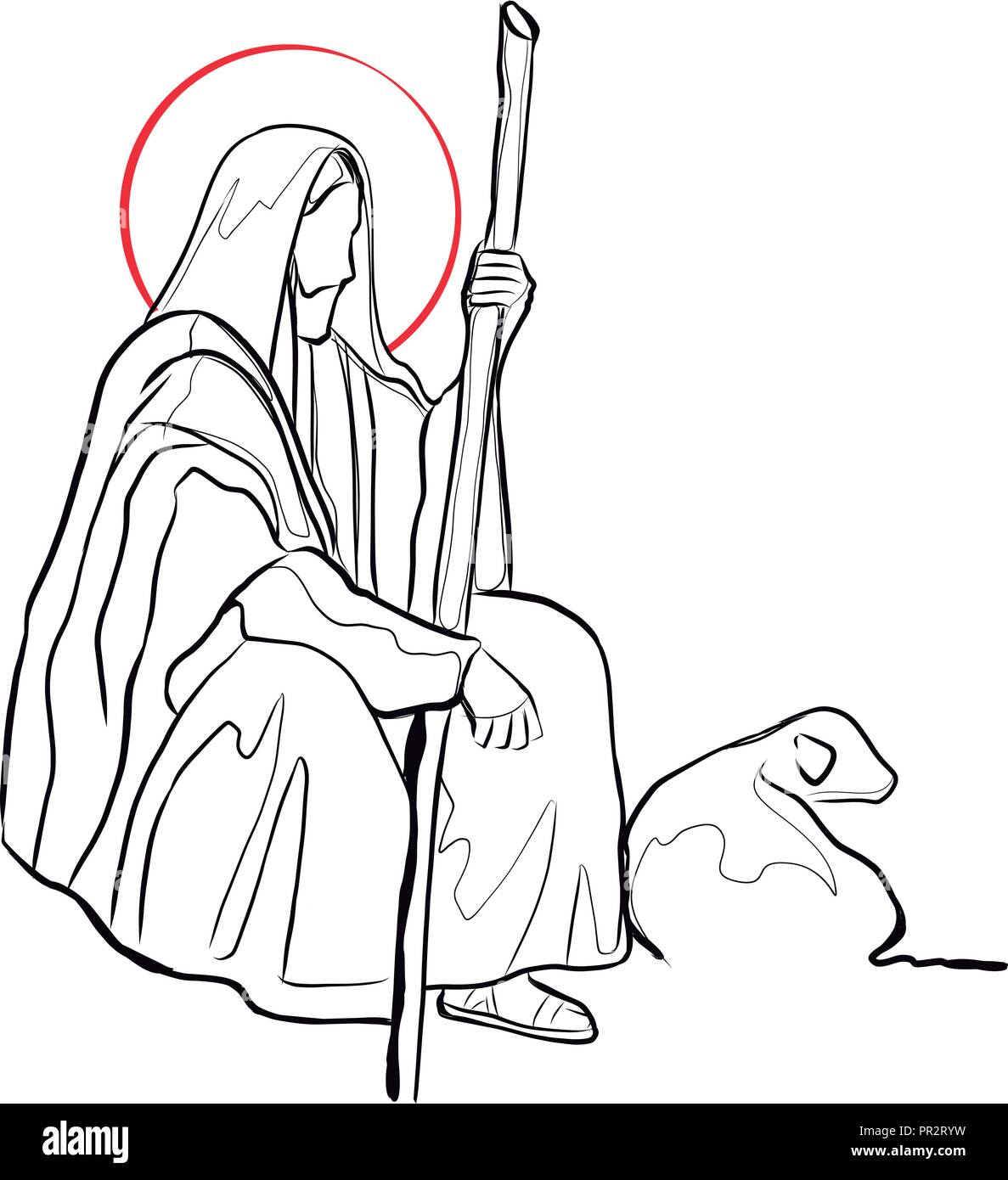 Hand drawn vector digital illustration or drawing of Jesus Christ Good ...
