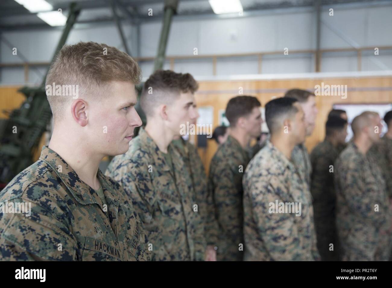 U.S. Marine Lance Cpl. Kevin Hackman and other Marines observe a ...