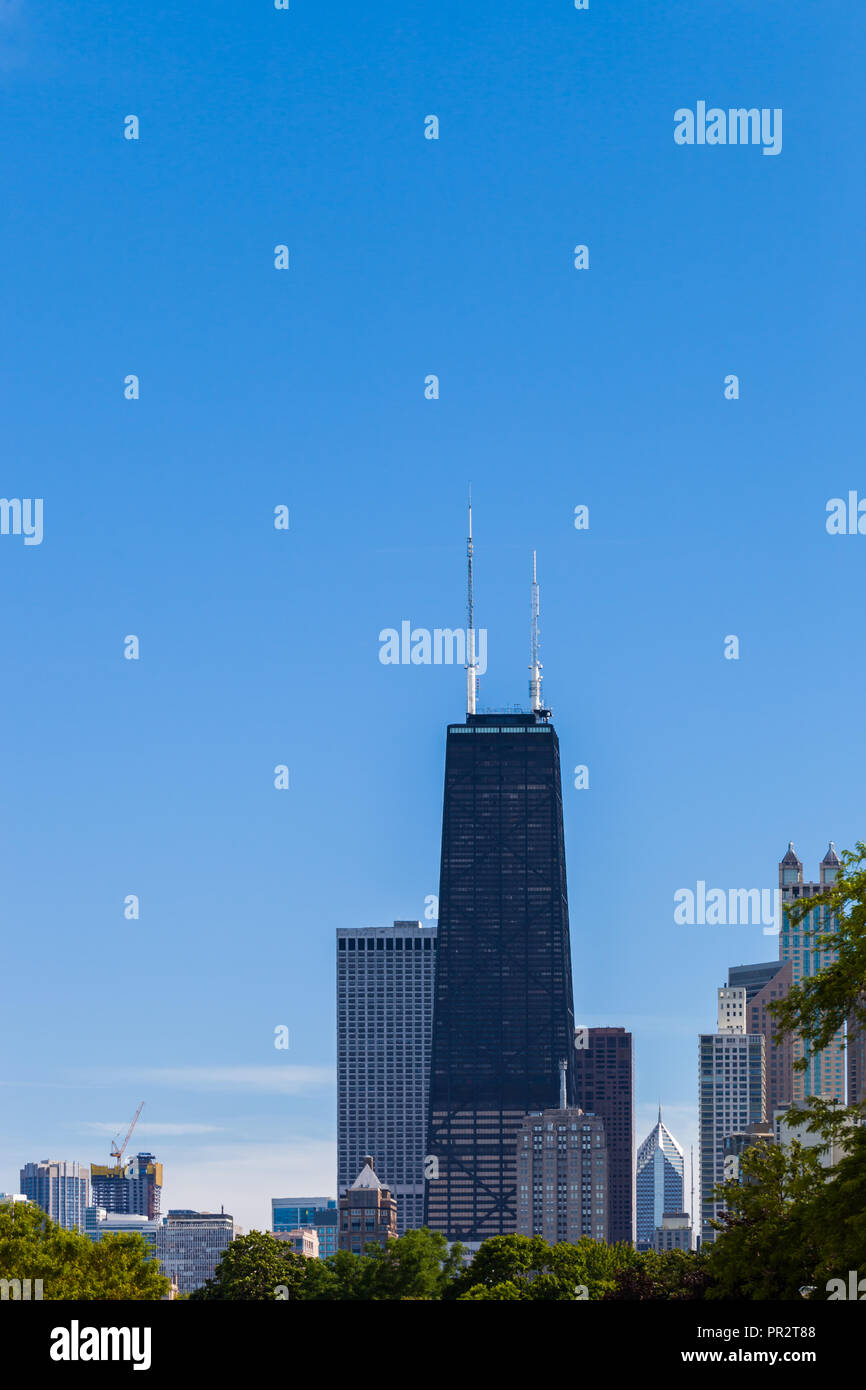 Chicago skyline with view of John Hancock Center and surrounding ...