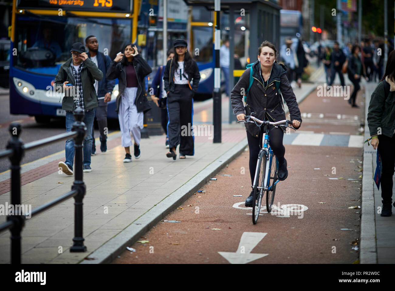 Manchester Oxford Road cycle lane and bus lane passing the University ...