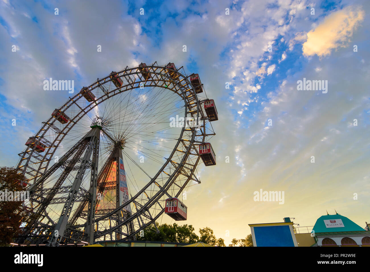 Wien, Vienna: Riesenrad (Ferris Wheel, giant wheel) in Prater Amusement ...
