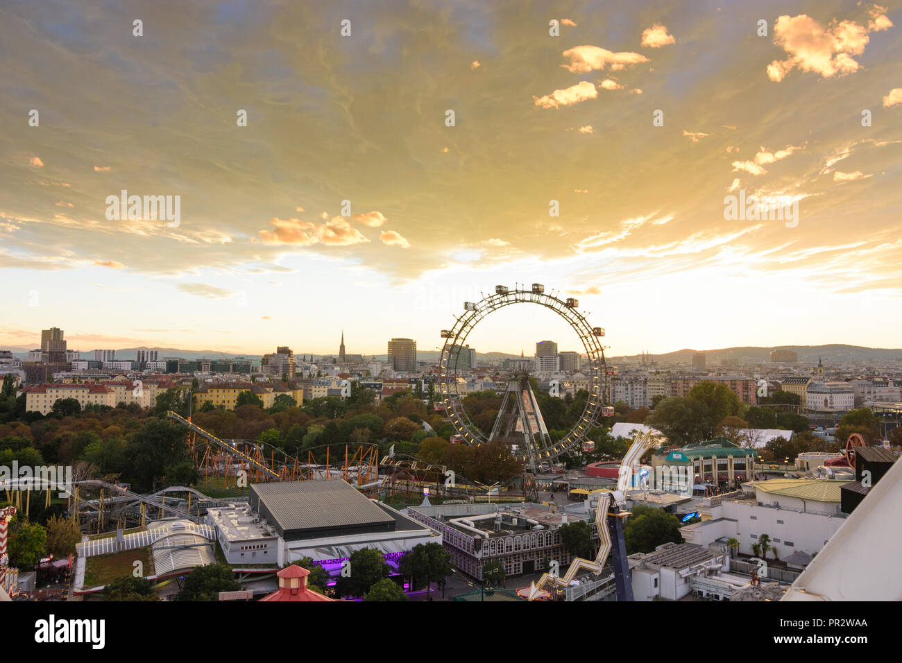 Wien, Vienna: rides, roller coaster, Riesenrad (Ferris Wheel) in Prater ...