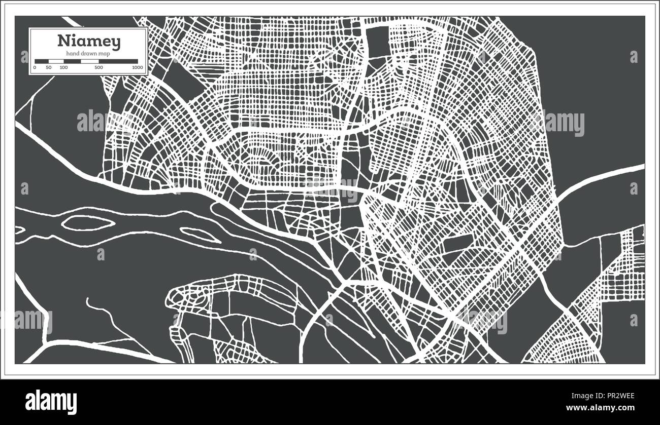 Niamey Niger City Map in Retro Style. Outline Map. Vector Illustration ...