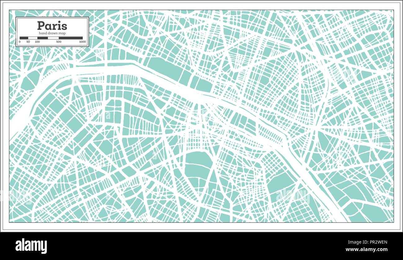 Paris France City Map in Retro Style. Outline Map. Vector Illustration ...
