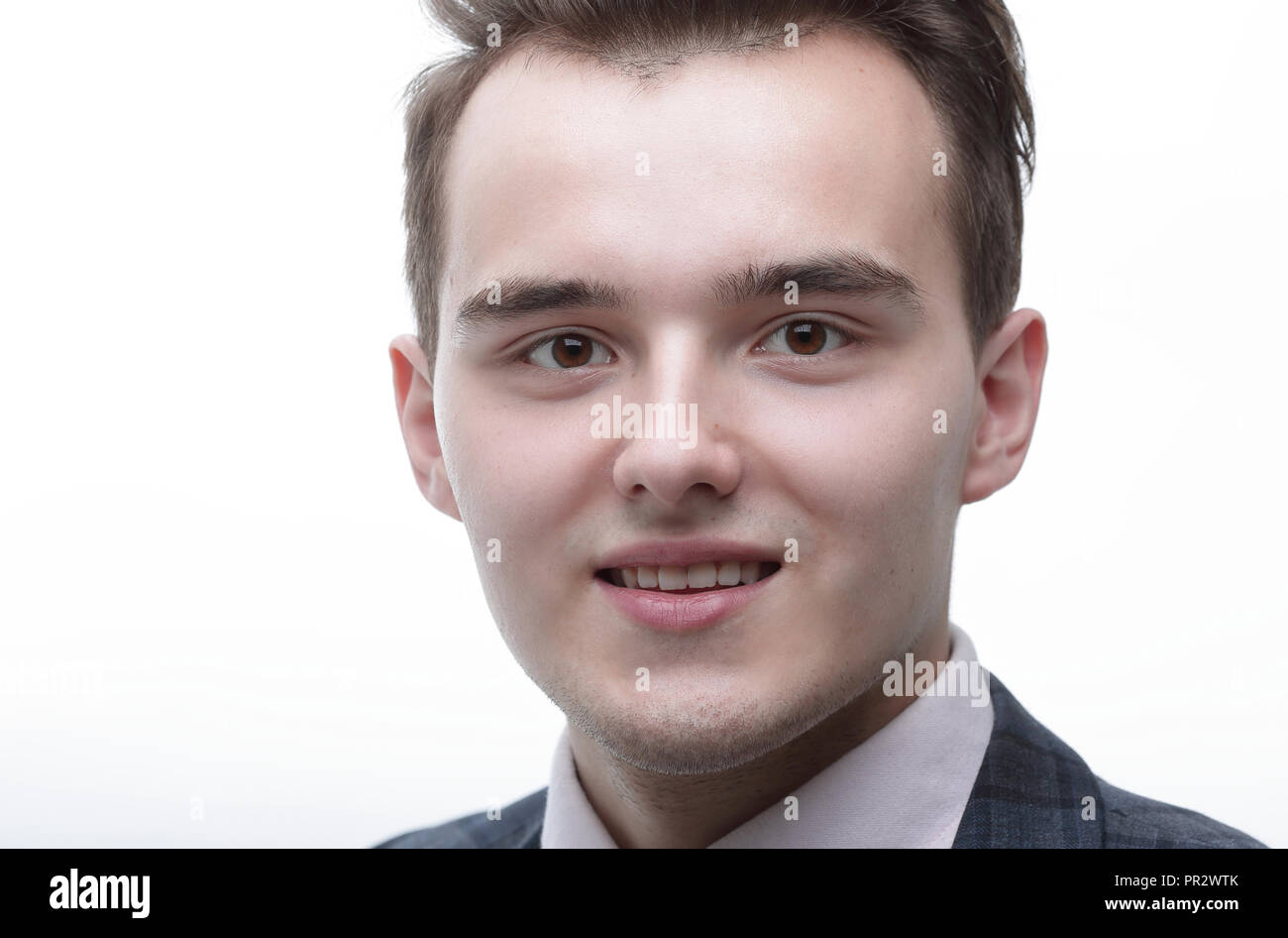 closeup of face of young employee Stock Photo - Alamy