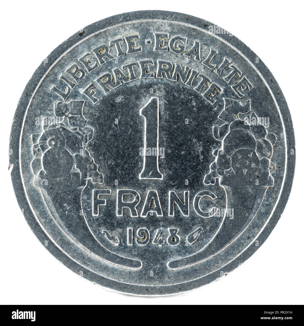 Old French coin. 1 Franc. 1948. Reverse Stock Photo - Alamy