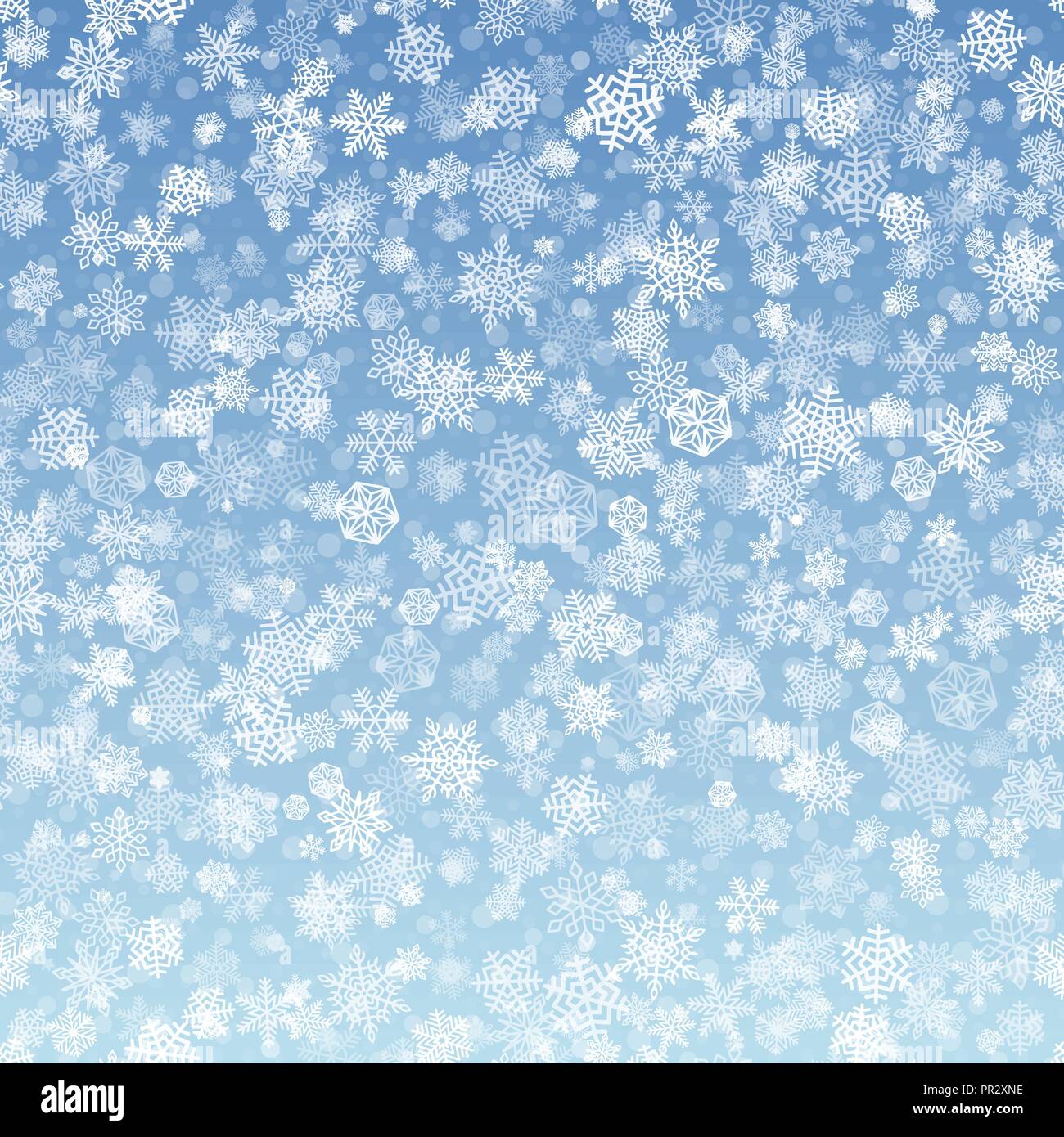 Vector snowflakes falling on blue background gradient Stock Vector ...