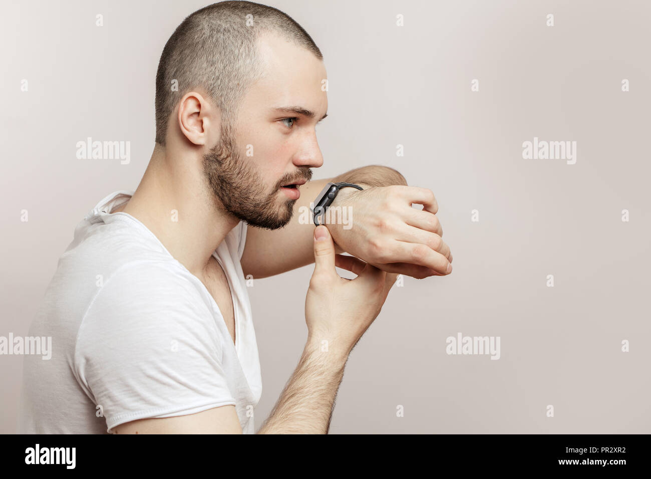 Smart device concept.touchscreen wearable computer. wristwatch. device ...