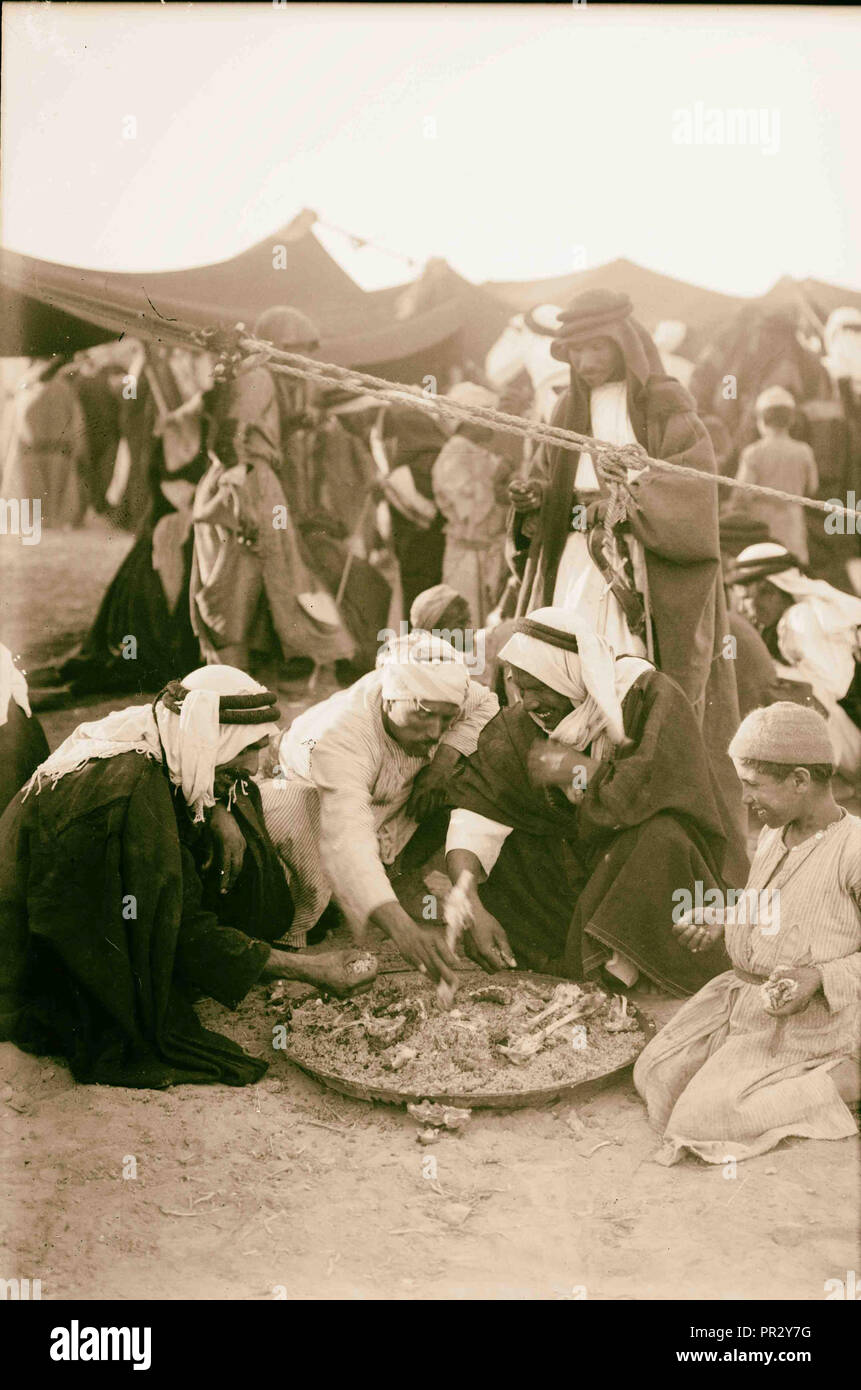Feast after locust plague. 1898, Middle East, Israel and/or Palestine ...
