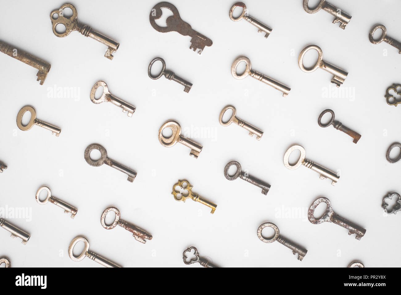 keys on white background - key pattern Stock Photo - Alamy